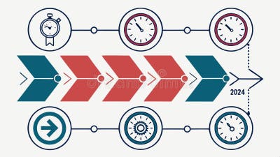 Timeline Arrows Icons Set, Depicting Process Flow and Chronological ...