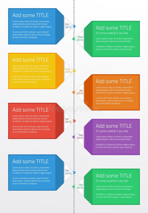 Vertical Timeline with Boxes for Large Description Stock Illustration ...
