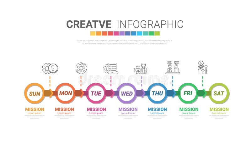 Timeline Business for 7 Day, 7 Options, Infographic Design Vector and ...
