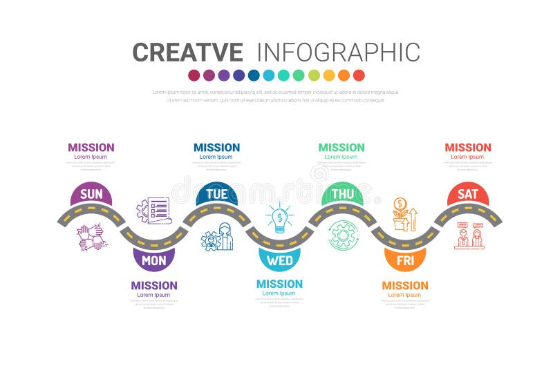 Timeline Business for 7 Day, 7 Options, Infographic Design Vector and ...