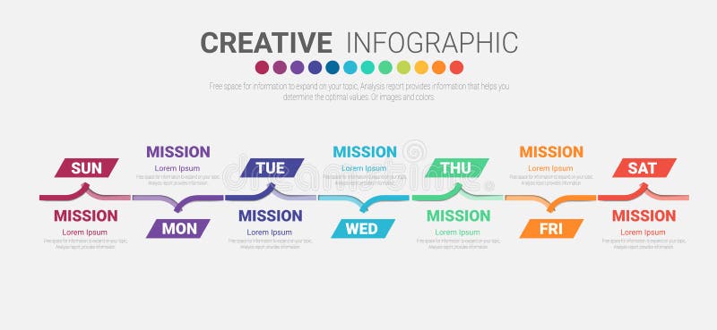 Timeline Business for 7 Day, Week, Timeline Infographics Design Vector ...