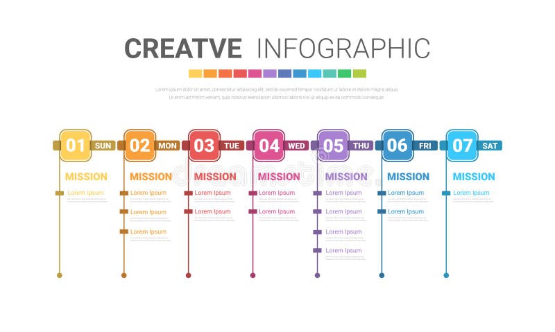 Timeline, Timeline Business for 7 Day, Week, Infographics Design Vector ...