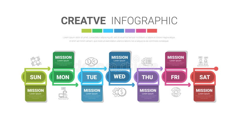 Timeline, Timeline Business for 7 Day, Week, Infographics Design Vector ...