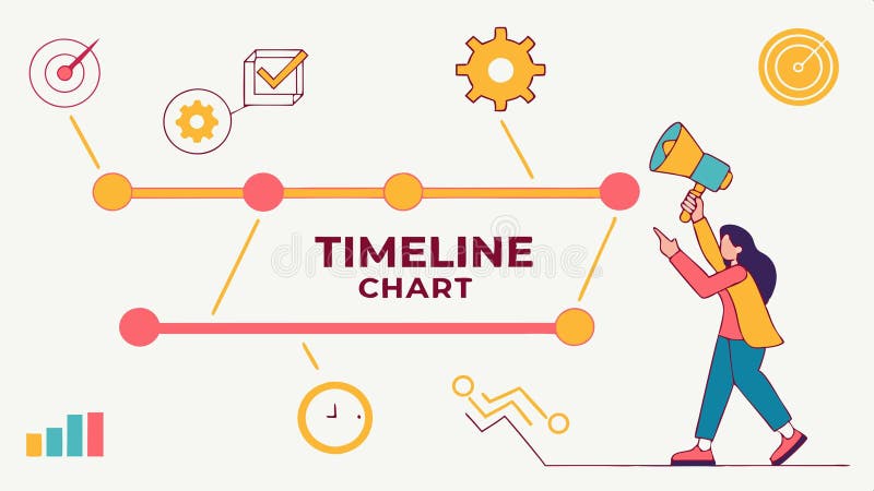 Timeline Chart with Megaphone, Announcement Event Schedule Planner ...