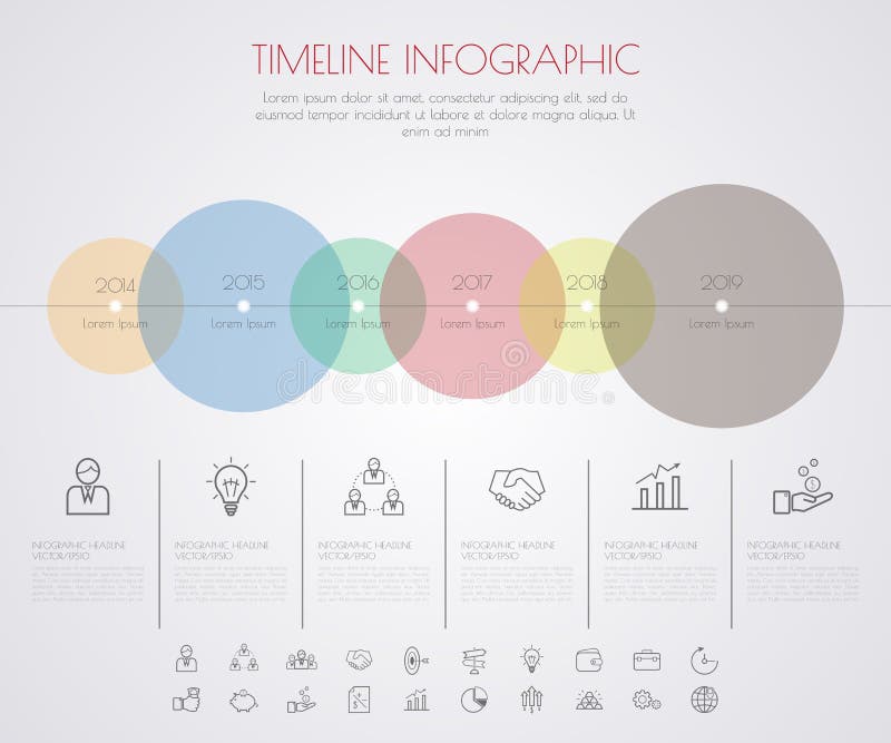 Timeline Circles Infographic. Flat Vector Design Template. Stock Vector ...