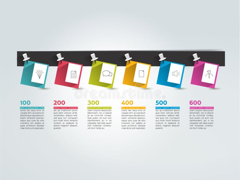 Timeline. Color Memory Stickers with Text Fields and Numbers Stock ...