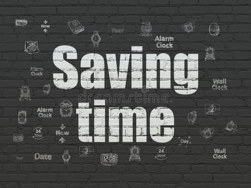 Timeline Concept: Saving Time on Wall Background Stock Illustration ...