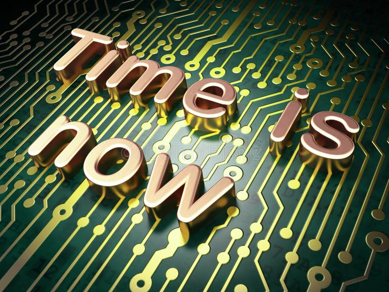 Timeline Concept: Time is Now on Circuit Board Stock Photo - Image of ...