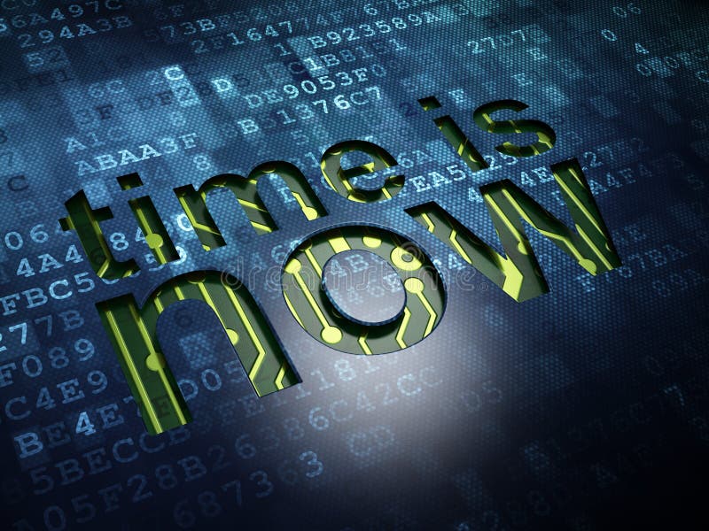 Timeline Concept: Time is Now on Digital Screen Stock Illustration ...
