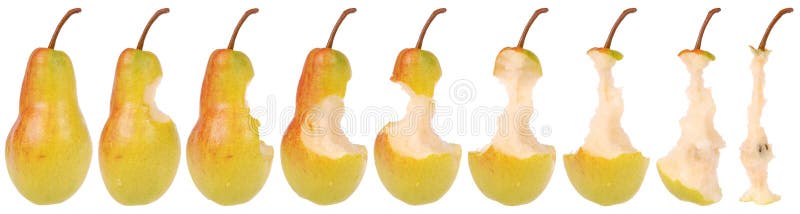 Timeline of eating a Pear stock image. Image of collection - 23433869