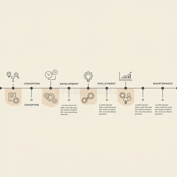 Timeline Flowchart Depicting Phases: Conception, Development, Deployment, Stock Illustration ...