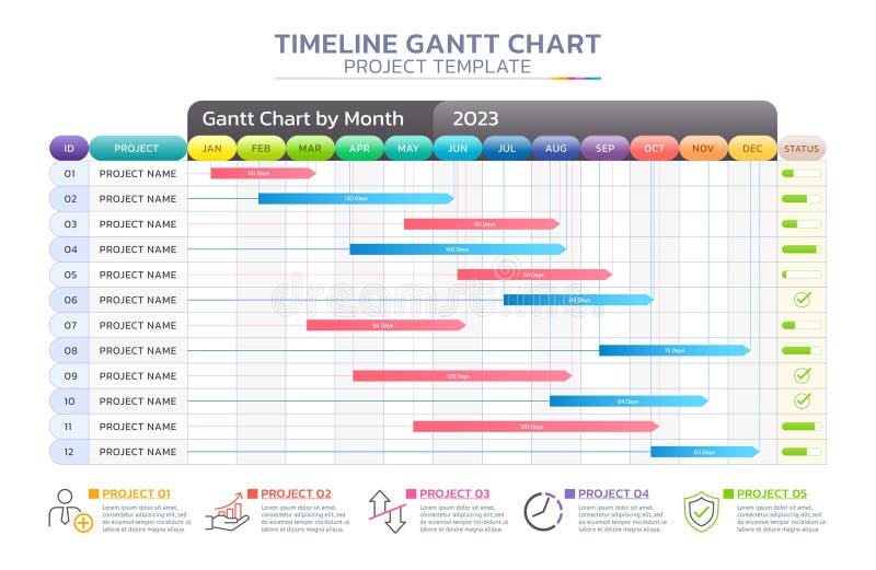 Timeline Gantt Chart Infographic Template Background Stock Vector ...