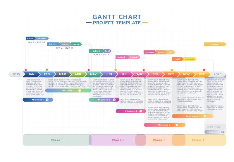 Timeline Gantt Chart Infographic Template Background Stock Vector ...
