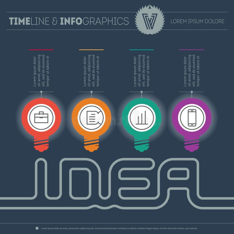 Timeline How To Create a Creative Idea in 4 Steps. Infographic W Stock ...