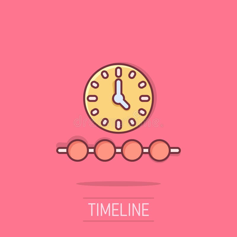Timeline Icon in Comic Style. Progress Cartoon Vector Illustration on ...