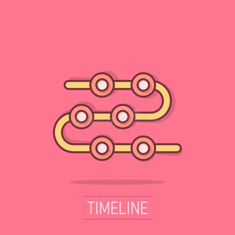 Timeline Icon in Comic Style. Progress Cartoon Vector Illustration on ...