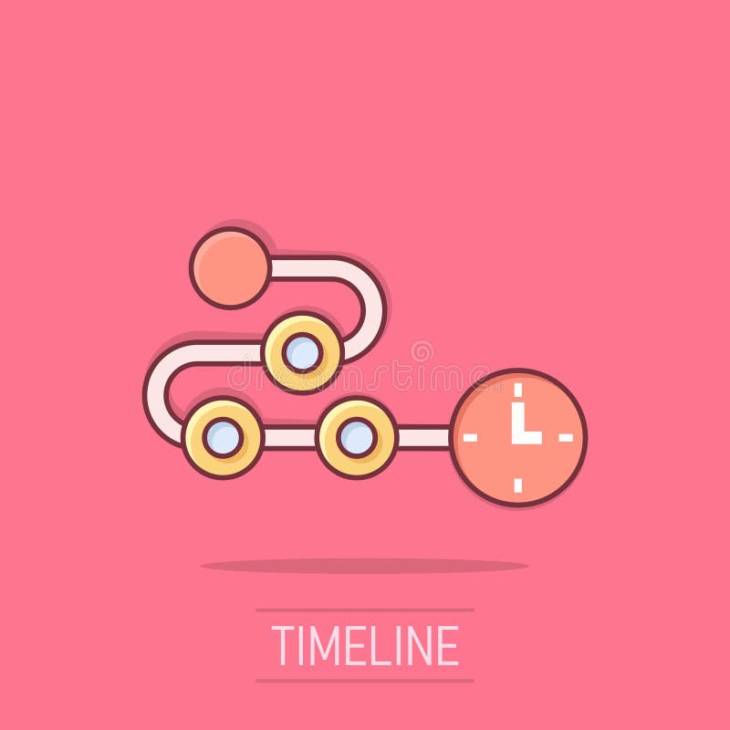Timeline Icon in Comic Style. Progress Cartoon Vector Illustration on ...