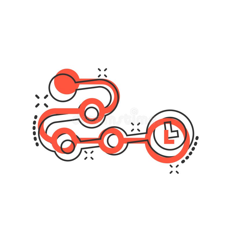 Timeline Icon in Comic Style. Progress Cartoon Vector Illustration on ...