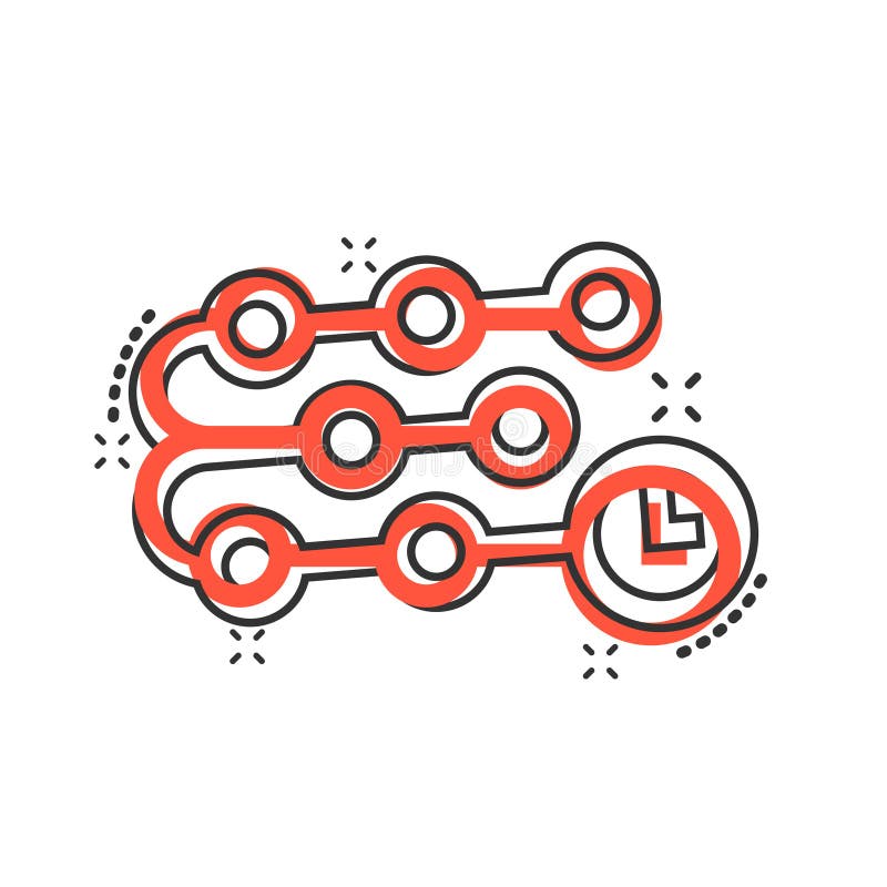 Timeline Icon in Comic Style. Progress Cartoon Vector Illustration on ...