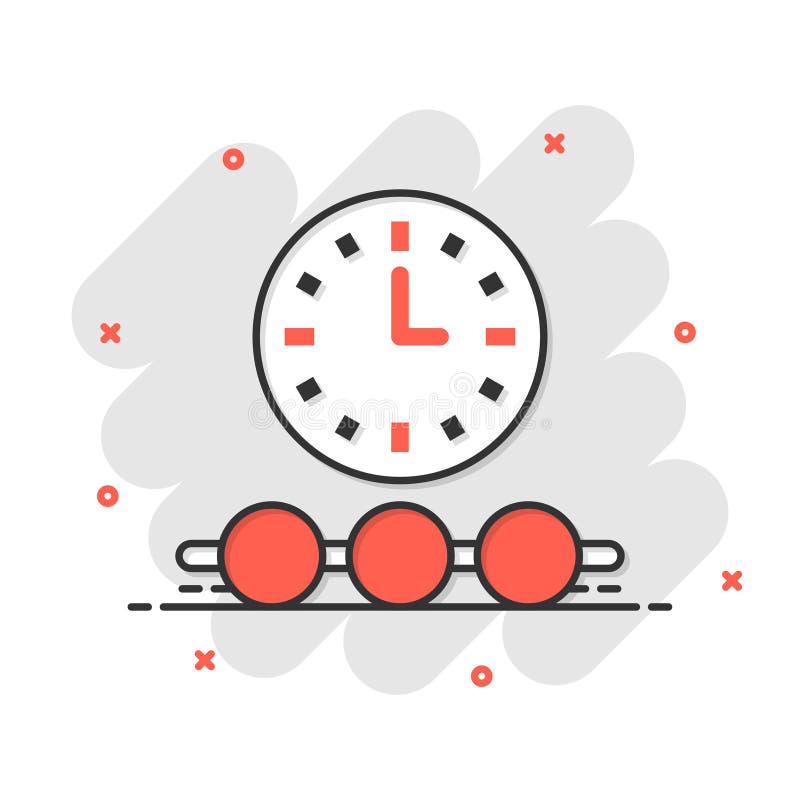 Timeline Icon in Comic Style. Progress Cartoon Vector Illustration on ...