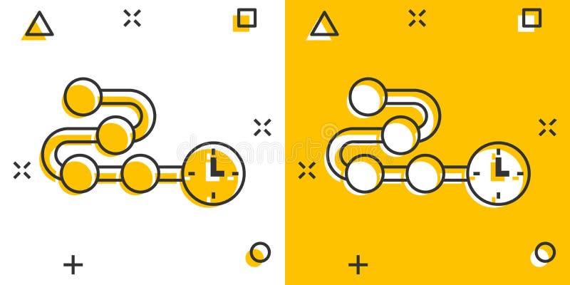 Timeline Icon in Comic Style. Progress Cartoon Vector Illustration on ...