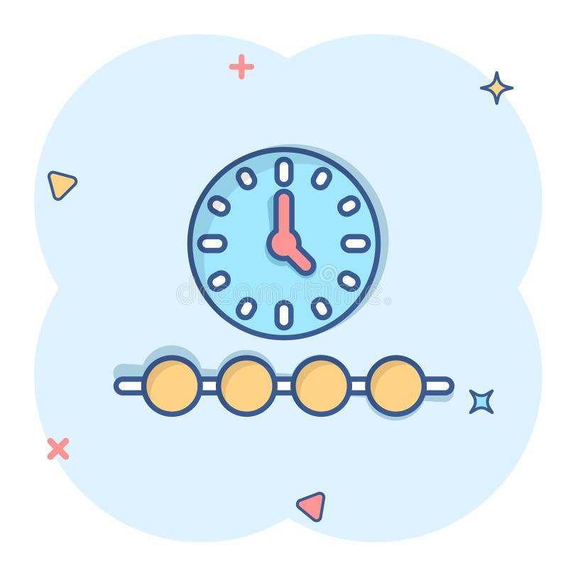 Timeline Icon in Comic Style. Progress Cartoon Vector Illustration on ...