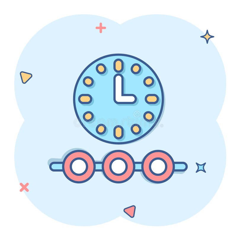Timeline Icon in Comic Style. Progress Cartoon Vector Illustration on ...