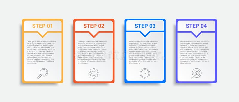 Timeline-Infografik Mit Symbolen Und 4 Optionen Oder Schritten Vektor ...