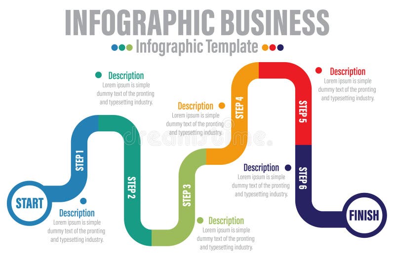 Timeline-Infografik-Vorlage Mit 6-Schritt- Oder Sechs-Option-Workflow ...