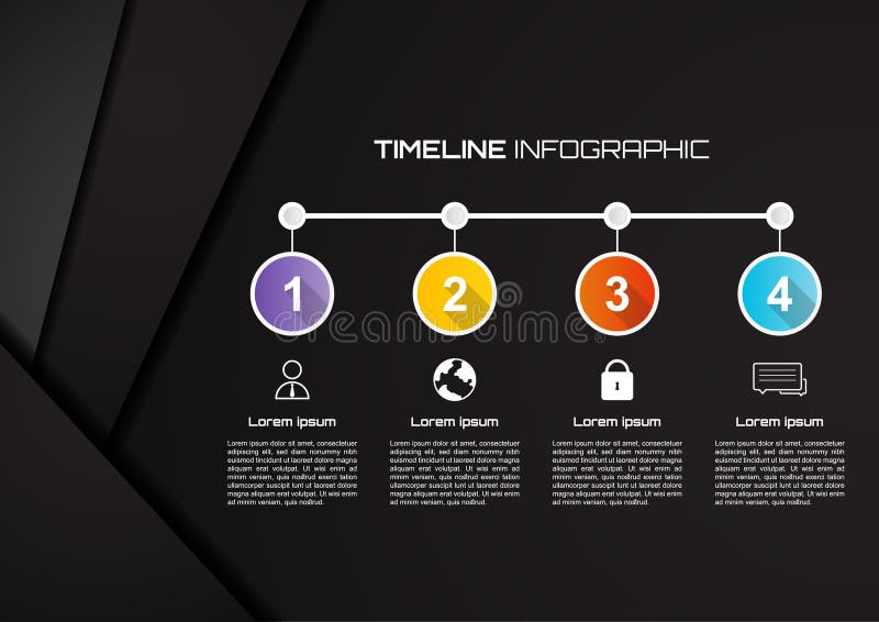 Timeline Infographic Black Theme Stock Vector - Illustration of info ...