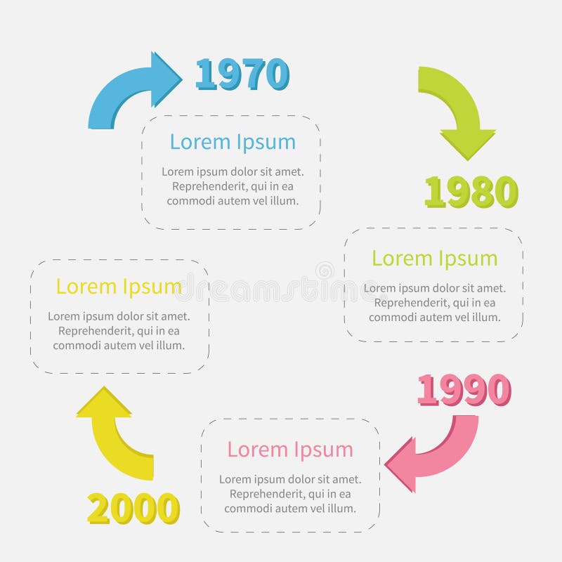 Timeline Infographic Circle with Colored Arrows and Text. Template ...