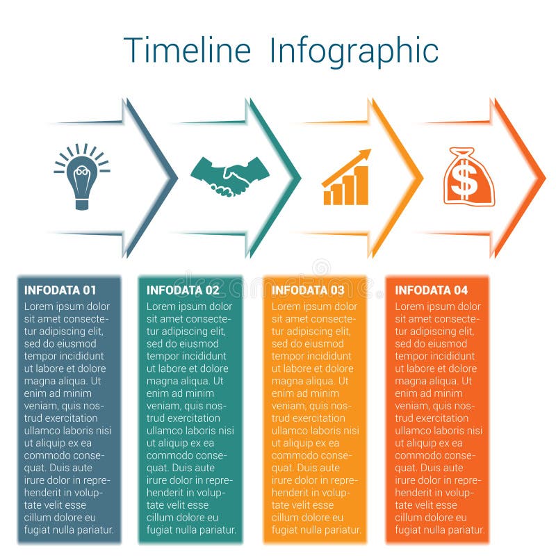 Timeline Infographic 4 Color Arrows Stock Vector - Illustration of ...