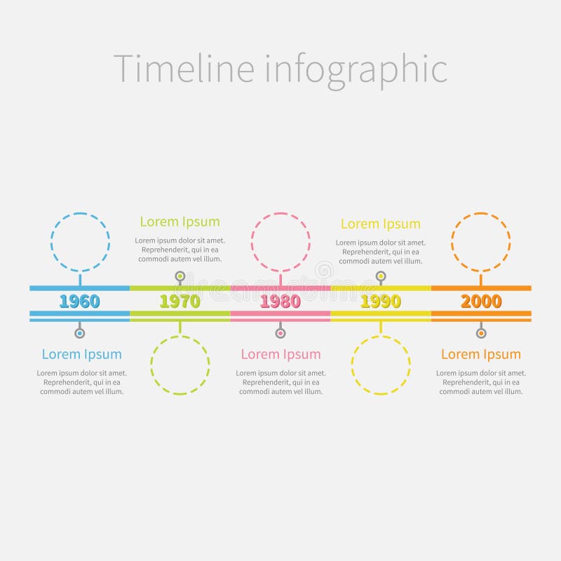 Timeline Infographic Colour Dash Line Circles and Stock Vector ...