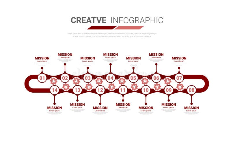 Timeline Infographic Design Template with Numbers 14 Option for ...