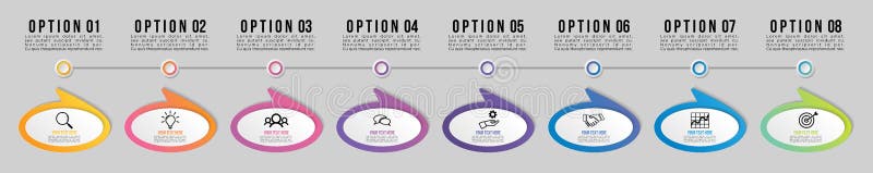 Timeline Infographic Design Template with 8 Options Steps. Start To ...