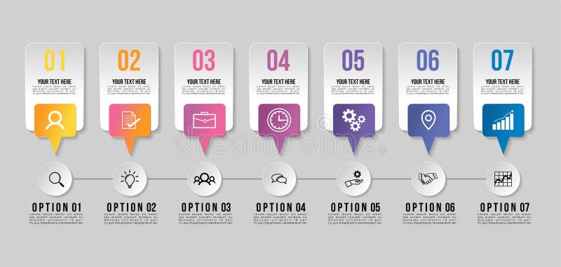 Timeline Infographic Design Template with 8 Options Steps. Start To ...