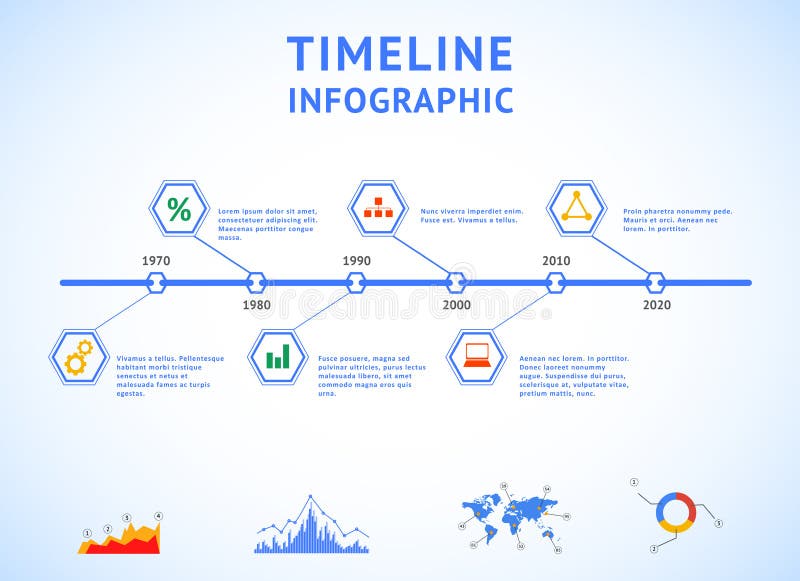 Set of Timeline Infographic with Diagrams and Text. Vector Concept ...