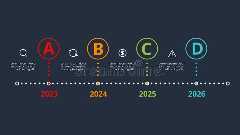 Timeline Infographic with 4 Elements, Template for Web, Business ...