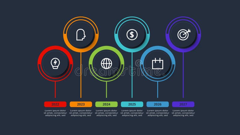 Timeline Infographic with 6 Elements, Template for Web, Business ...