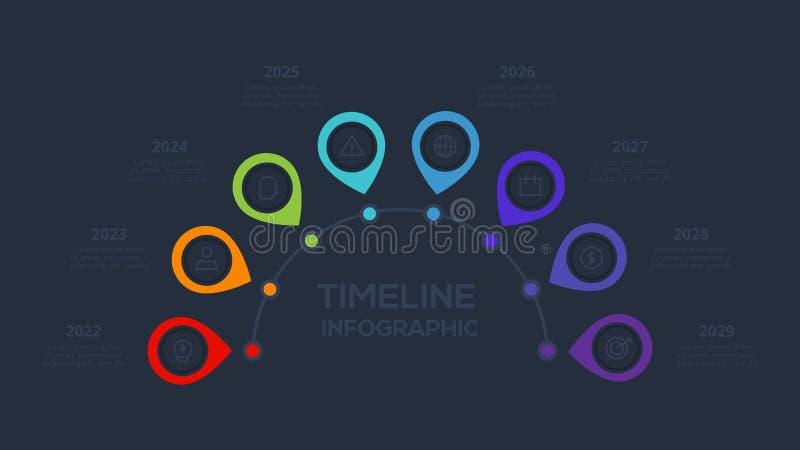 Timeline Infographic with 8 Elements, Template for Web, Business ...