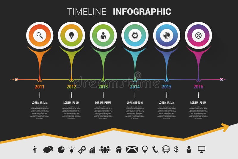 Infographic Modern Horizontal Timeline Design Template. Icons Stock ...
