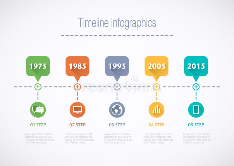 Timeline Vertical Ribbon Infographic With Empty Dash Line Circles And ...