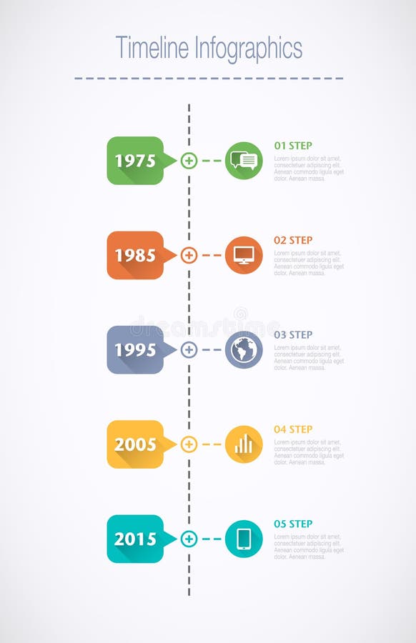 Timeline Infographic with Pointers and Text in Retro Style Stock Vector ...