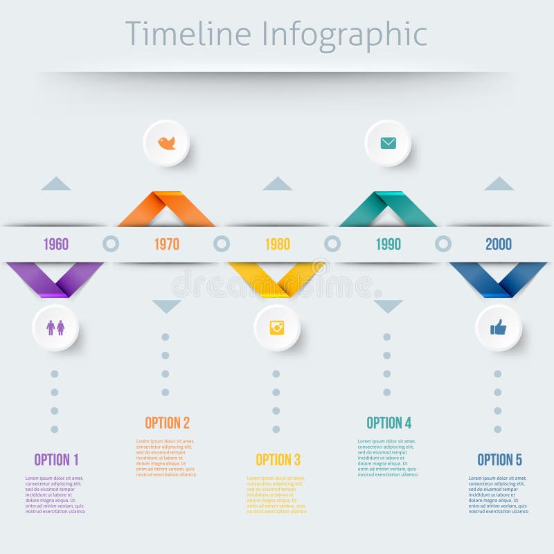 Timeline Infographic in Retro Style Stock Illustration - Illustration ...