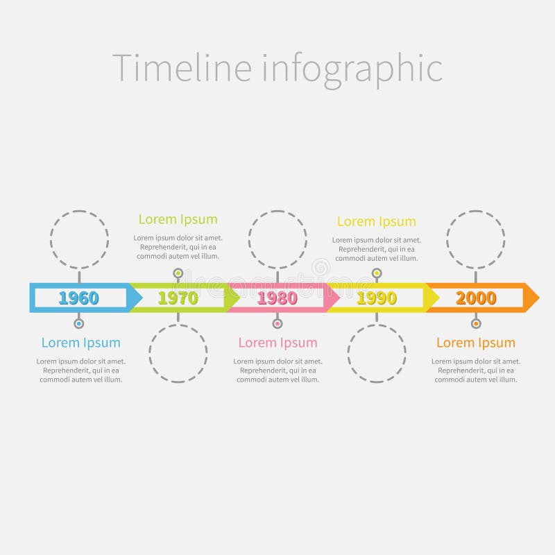 Timeline Infographic Ribbon Arrows Circles and Text. Template. Flat ...