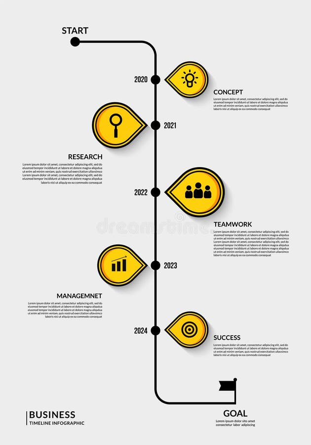 Timeline Infographic Road Map with Multiple Steps, Outline Data ...
