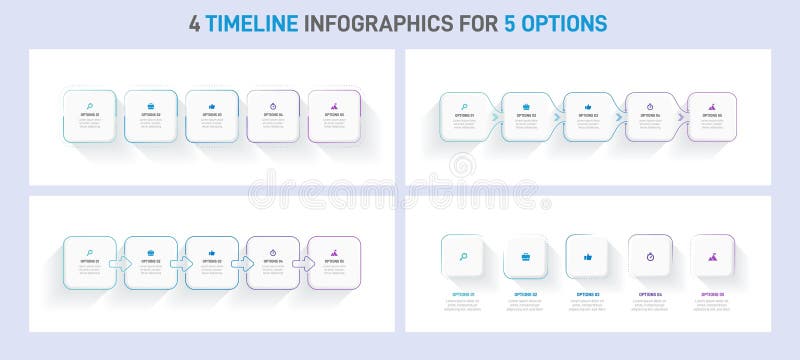 Timeline Infographic Set with Infochart. Modern Presentation Template ...