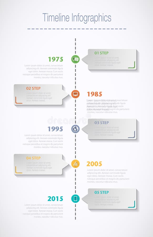 Timeline Infographic with Pointers and Text in Retro Style Stock Vector ...