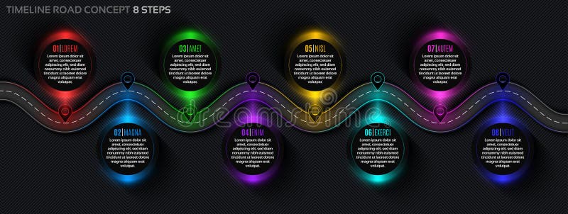 Timeline Infographic 8 Steps Timeline Concept. Winding Road Stock ...