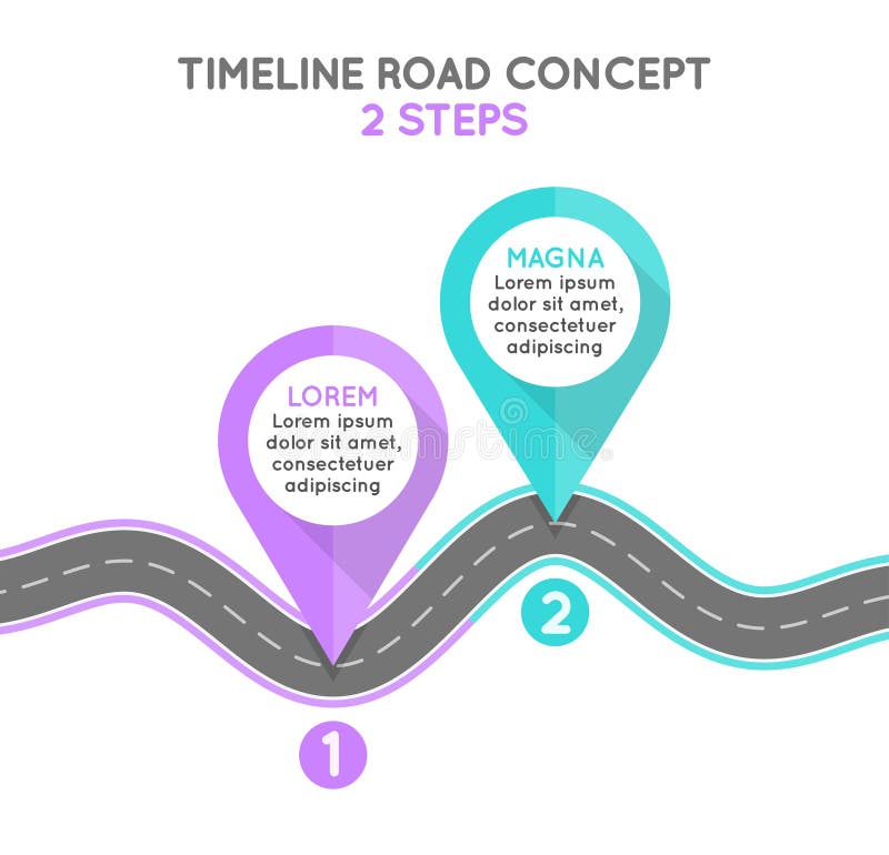 Timeline Infographic 2 Steps Timeline Concept. Winding Road Stock ...